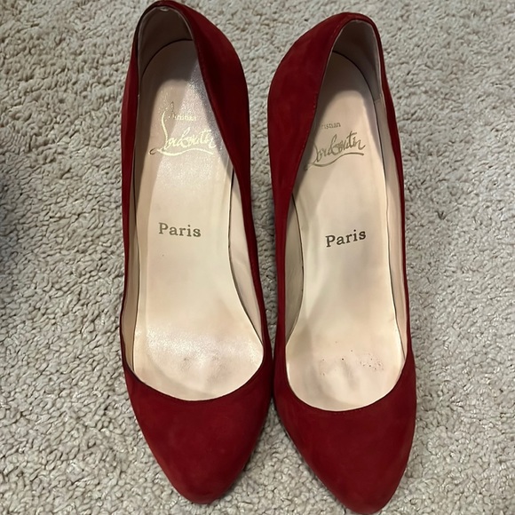 Christian Louboutin | Shoes | Christian Louboutin Dark Red 4 Inch Heels ...